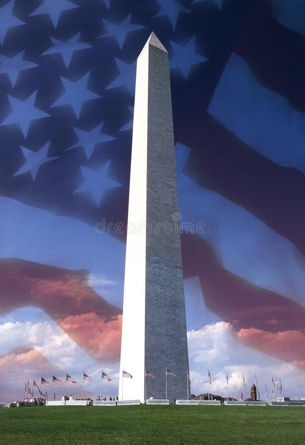 Washington Monument - USA - Flag Stock Image - Image of american ...