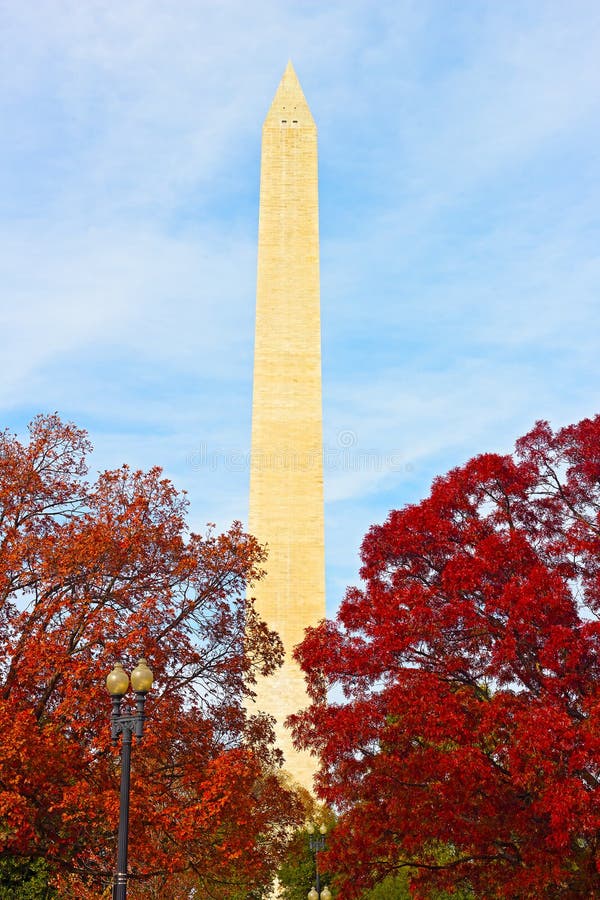 Washington National Monument in Autumn with Colorful Trees. Stock Image ...