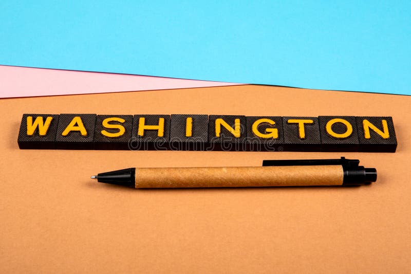 WASHINGTON. Old Letter Tiles on a Colored Paper Background Stock Photo ...
