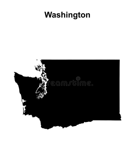 Washington outline map stock vector. Illustration of blank - 360689036
