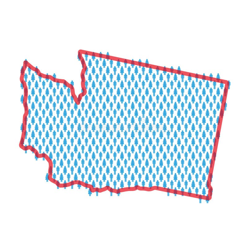 Washington Population Map. Stick Figures People Map. Pattern of Men and ...