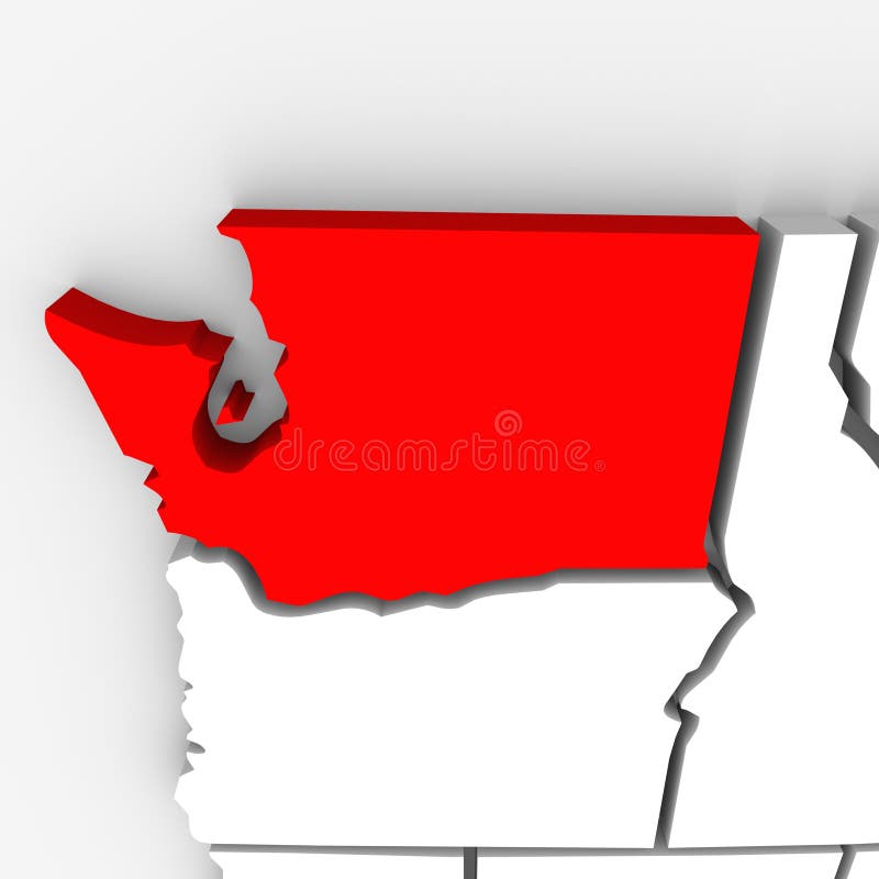 Washington Red Abstract 3D State Map United States America Stock ...