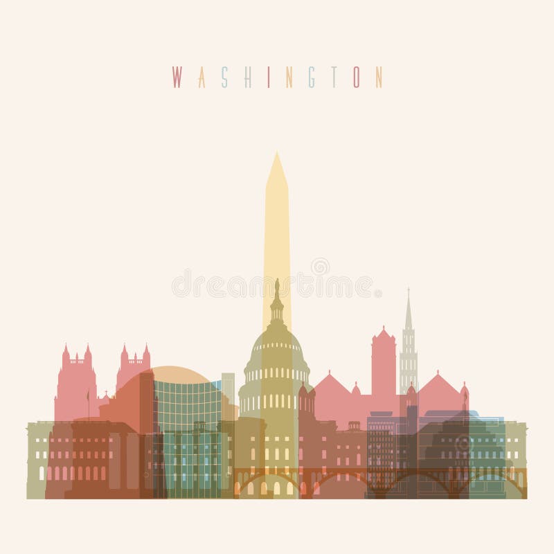 Washington DC Capitol with Garden Landscape, USA. Stock Illustration ...