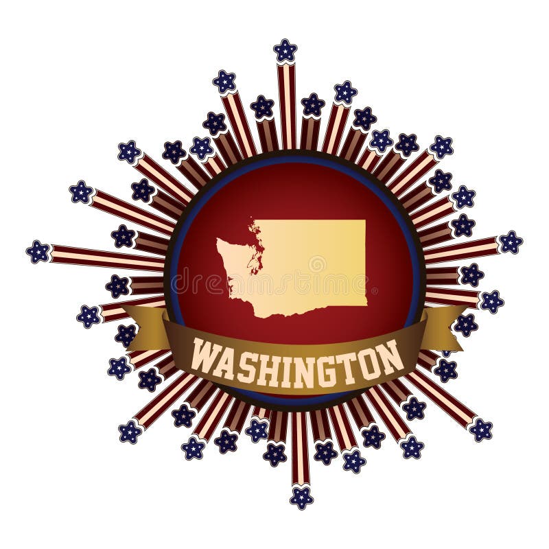Washington State Button with Banner. Vector Illustration Decorative ...