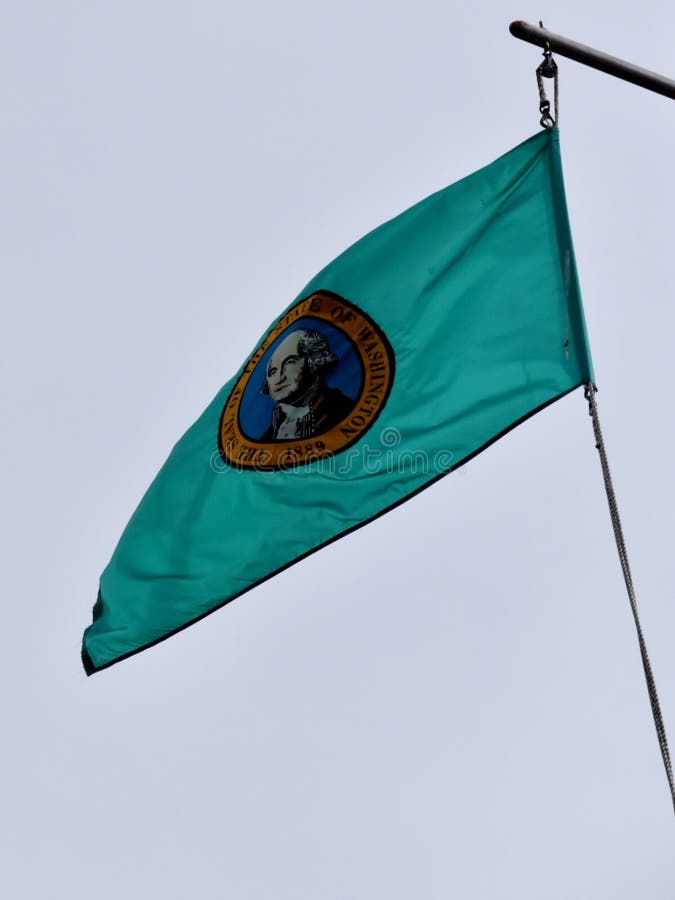 Washington State Flag Blowing in the Wind Stock Photo - Image of ...