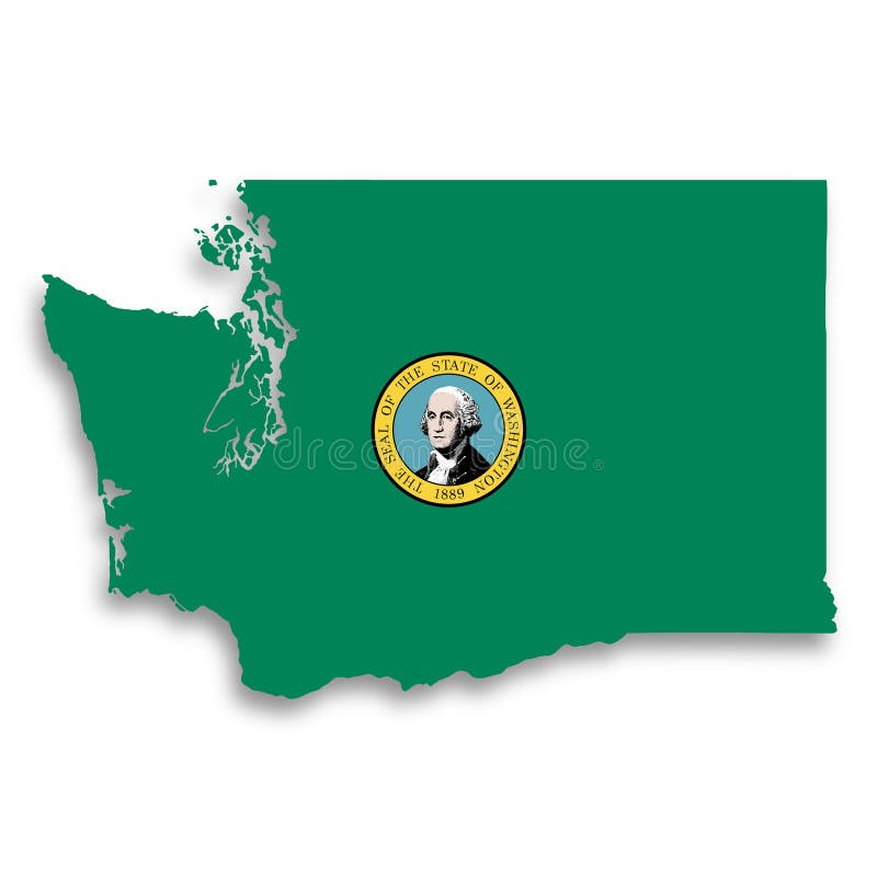 Washington State Flag Map with Clipping Path Stock Illustration ...