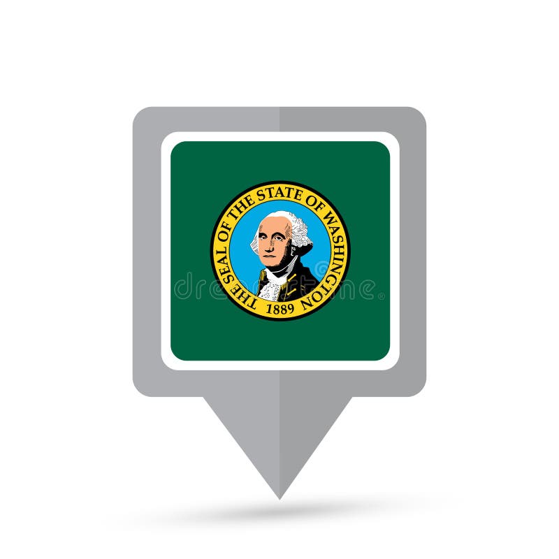 Washington State Flag Map Icon Stock Vector - Illustration of ...