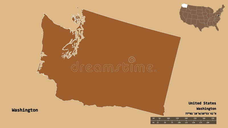 Washington, State of Mainland United States, Zoomed. Pattern Stock ...