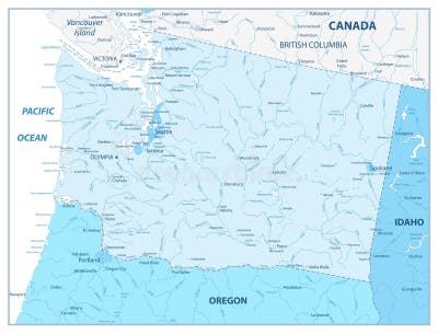 Washington State Map in Colors of Blue Stock Vector - Illustration of ...