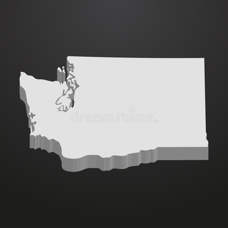 Washington State Map in Gray on a Black Background 3d Stock ...