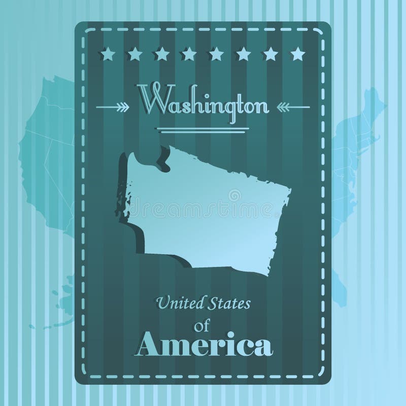 Washington State Map Label. Vector Illustration Decorative Design Stock ...