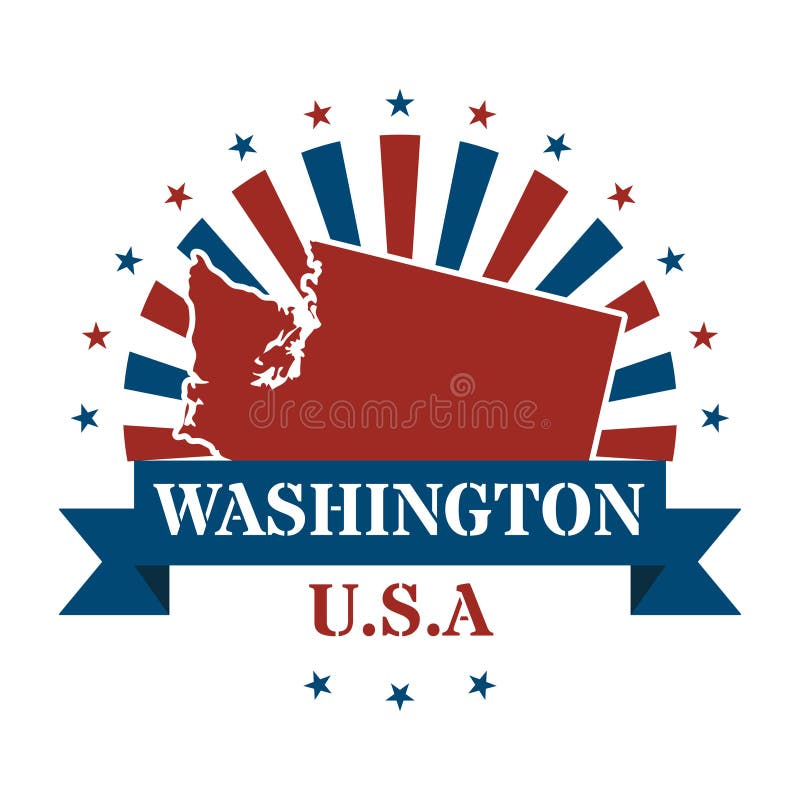 Washington State Map Label. Vector Illustration Decorative Design Stock ...