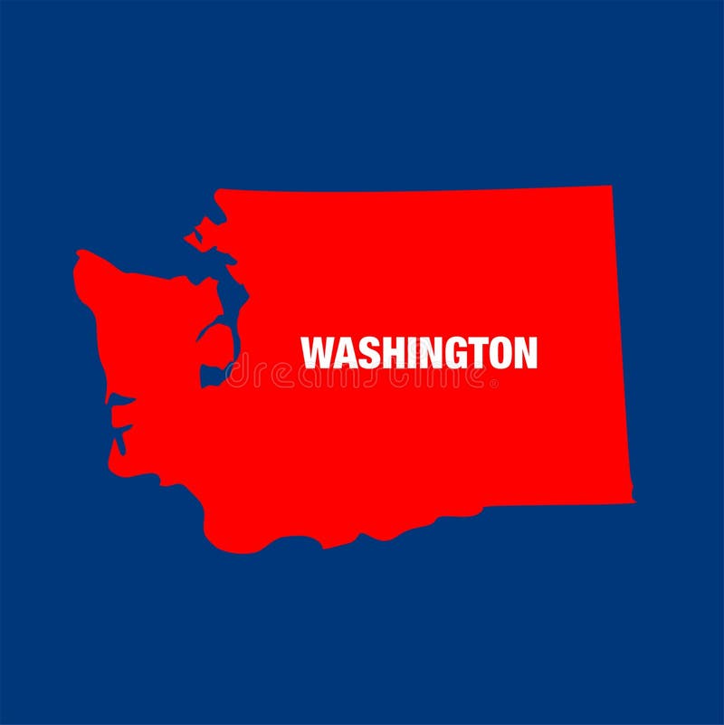 Washington State Map in Red Color. Washington Map Stock Vector ...