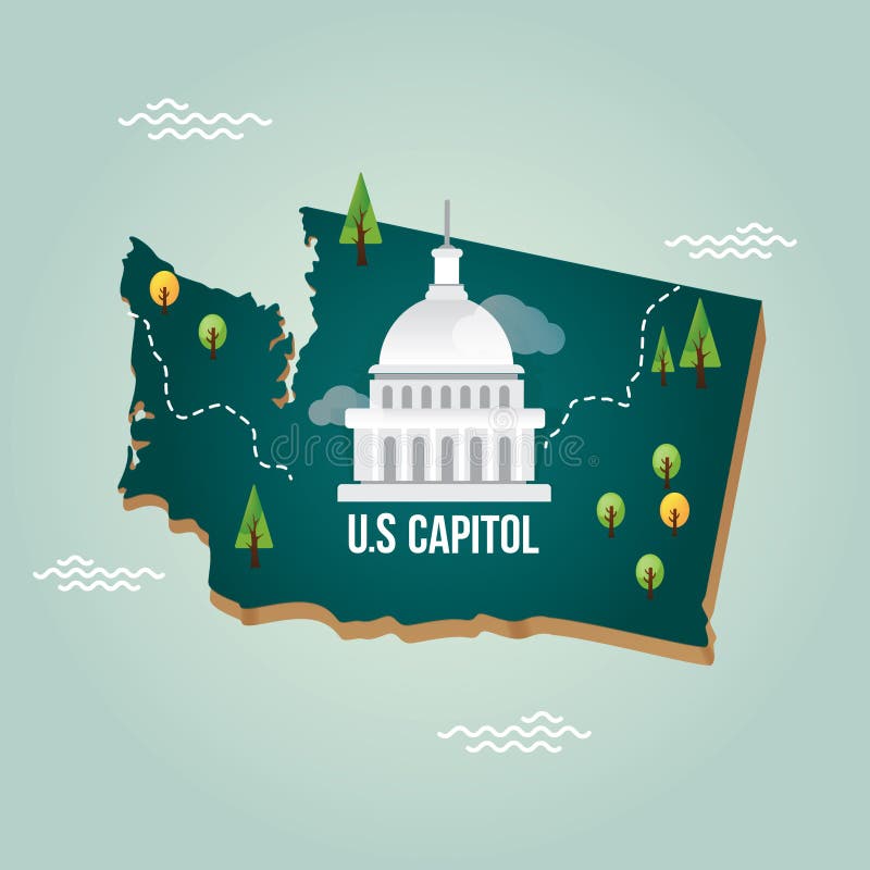 Washington State Map. Vector Illustration Decorative Design Stock ...