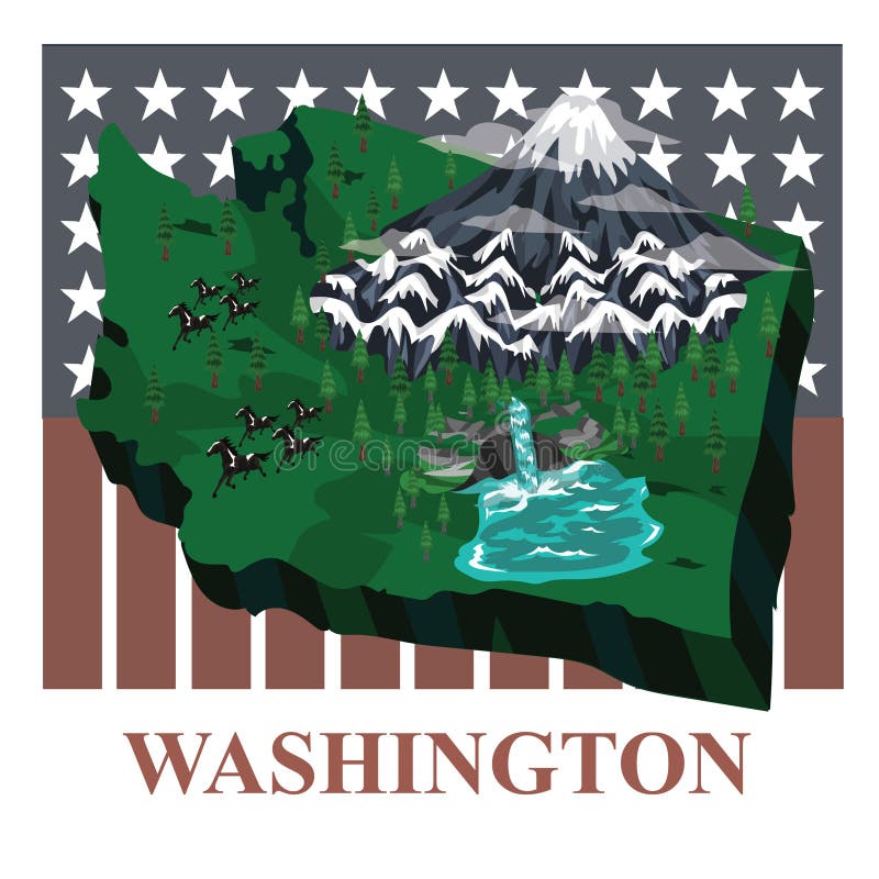 Washington State Map. Vector Illustration Decorative Design Stock ...
