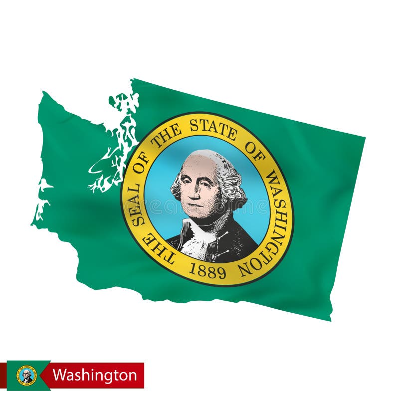 Washington State Map with Waving Flag of US State. Stock Vector ...