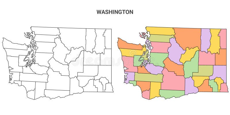 Washington State Outline County Map Set - United States Stock ...