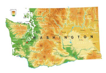 Washington State Physical Map Stock Vector - Illustration of border ...