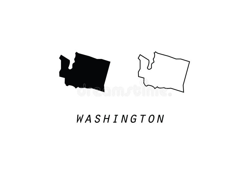 Washington Map State Shape America Borders Stock Illustration ...