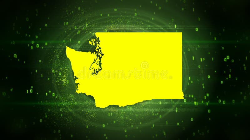 Washington State (USA) Map on Digital Background Stock Illustration ...