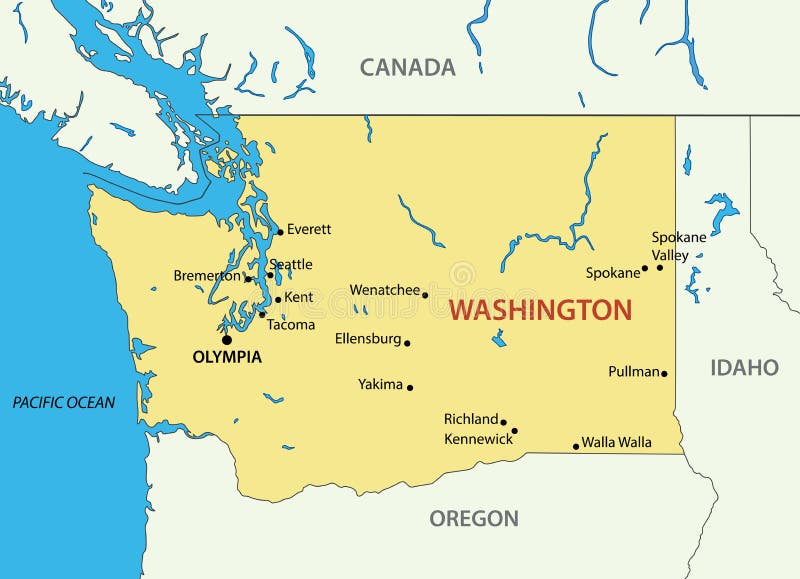 Washington State - Vector Map Stock Vector - Illustration of ocean ...
