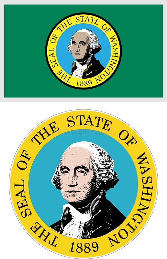 Washington US State Flag and Coat of Arm Design Stock Vector ...