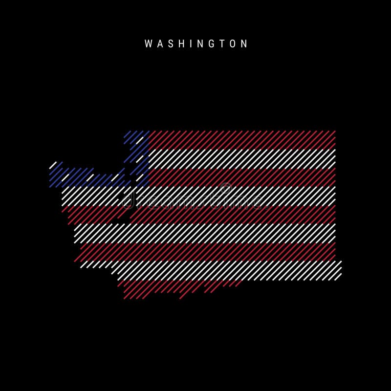 Washington US State Hatched Silhouette Map of Slanted Lines Pattern ...