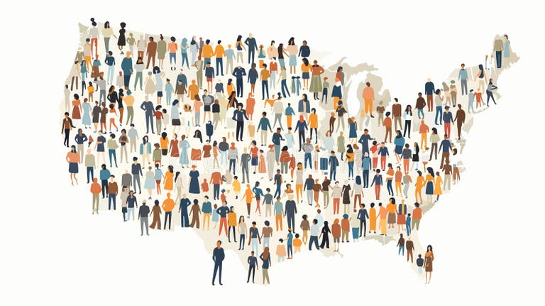 Washington US State Population Map, Featuring a Large Group of ...