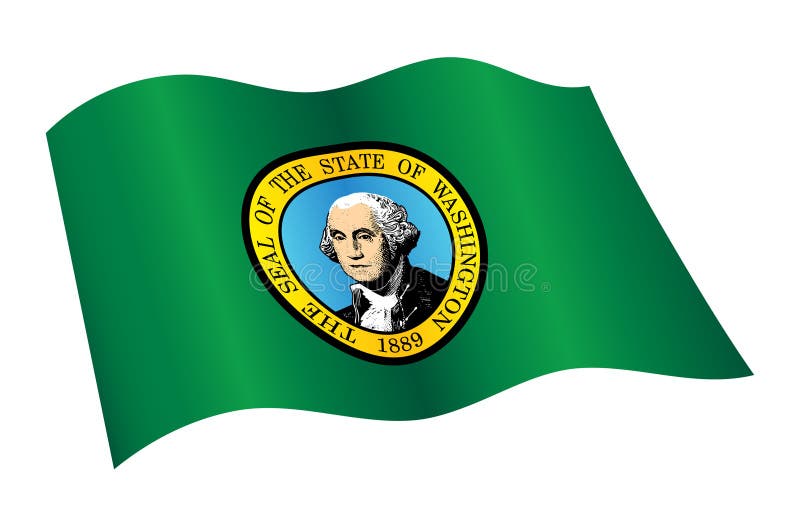 Washington Wa State Flag Flying Stock Illustration - Illustration of ...