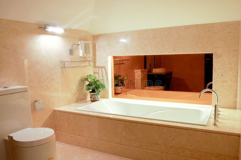 Washroom with big bathtub stock photo. Image of decoration - 10135656
