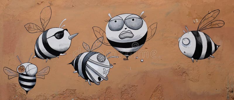 Wasp Graffiti editorial stock photo. Illustration of paint - 75249588