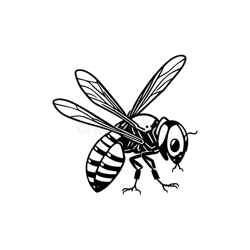 Wasp Icon Hand Draw Black Colour Flying Animals Logo Symbol Perfect ...