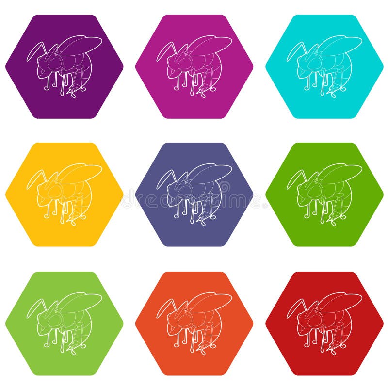 Wasp icons set 9 vector stock vector. Illustration of biology - 136167864