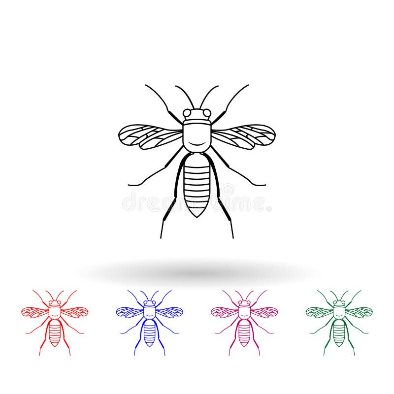 Wasp Multi Color Icon. Simple Thin Line, Outline Vector of Insect Icons ...