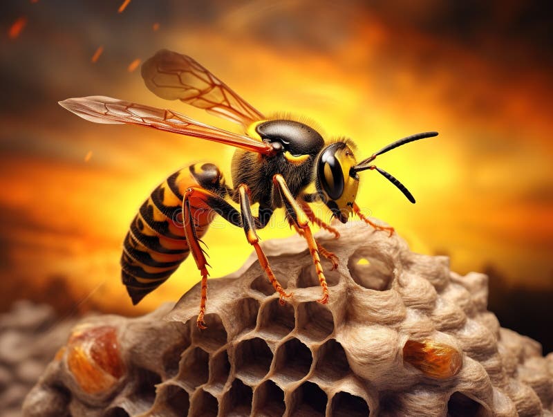 Ai Generated Illustration Wildlife Concept of Wasp on the Nest Stock ...