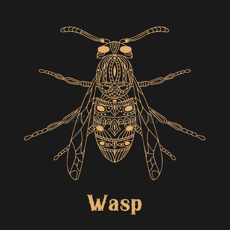 Wasp Outline Graphic Element. Stylized Insect Stock Vector ...