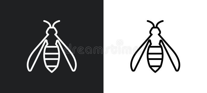 Wasp Outline Icon in White and Black Colors. Wasp Flat Vector Icon from Animals Collection for ...