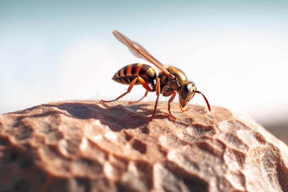 Wasp Resting on a Rock in the Desert Stock Photo - Image of generative ...