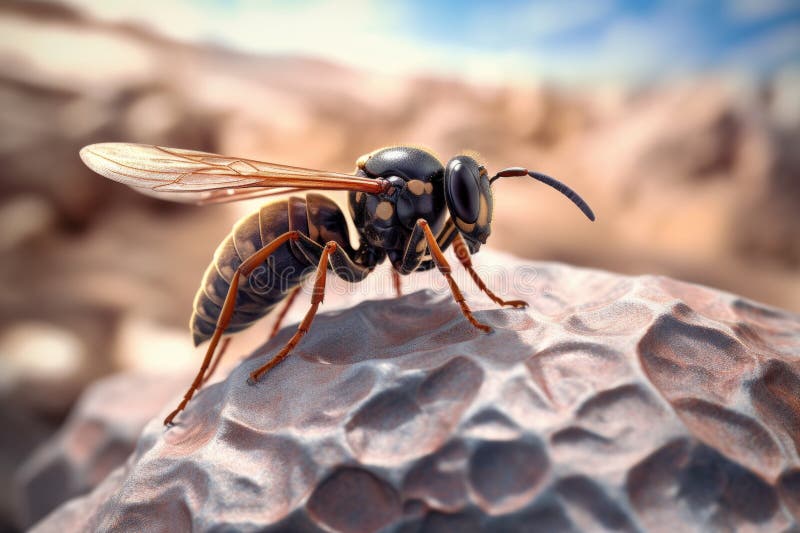 Wasp Resting on a Rock in the Desert Stock Image - Image of wildlife ...
