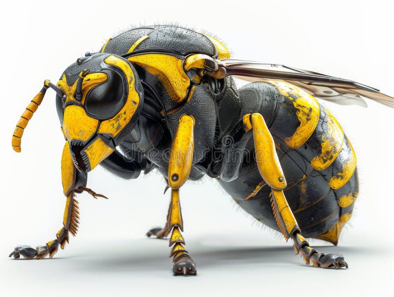Wasp on a white background stock illustration. Illustration of isolated ...