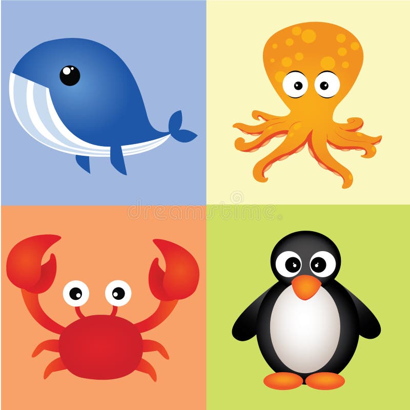 Wassertiere vektor abbildung. Illustration von komisch - 32840867