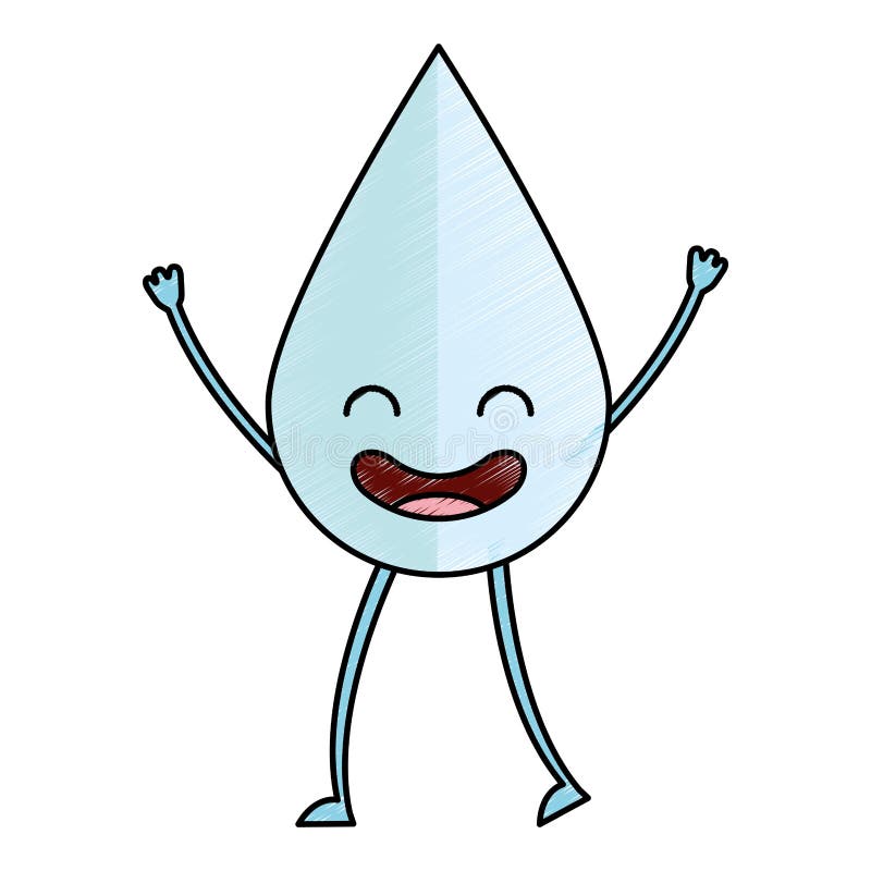 Wassertropfen Kawaii Charakter Vektor Abbildung - Illustration von kühl ...