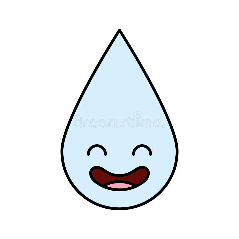 Wassertropfen Kawaii Charakter Vektor Abbildung - Illustration von kühl ...
