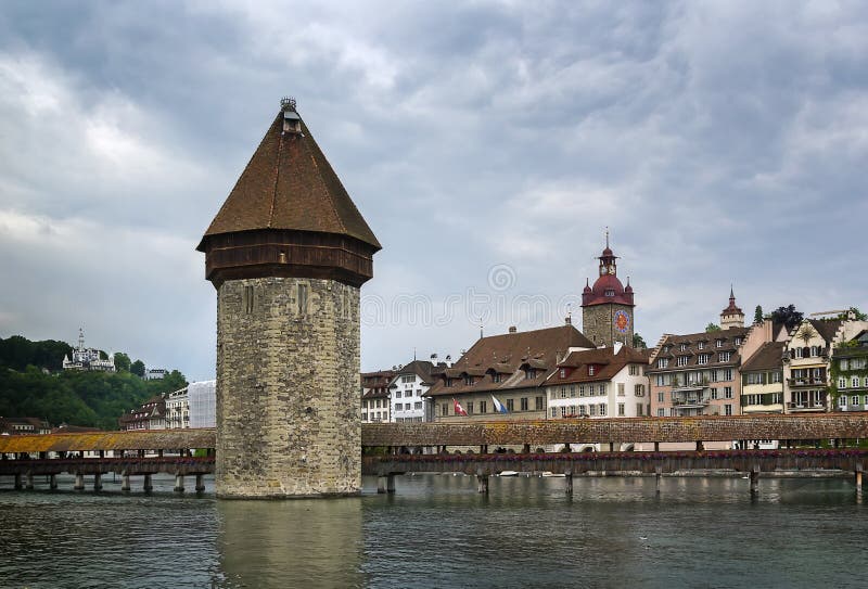 Wasserturm and Kapellbrucke, Lucerne, Switzerland Stock Image - Image ...