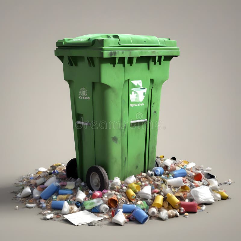 Wast Bin Full of Colored Dispose, AI-generated Stock Illustration ...