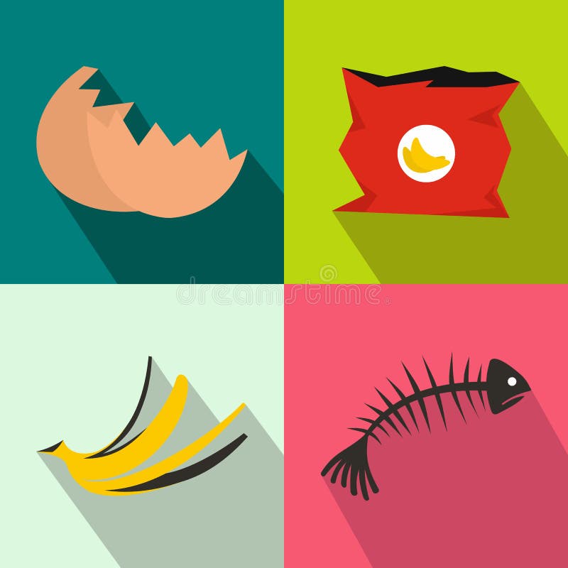 Waste Banners Set, Flat Style Stock Illustration - Illustration of ...