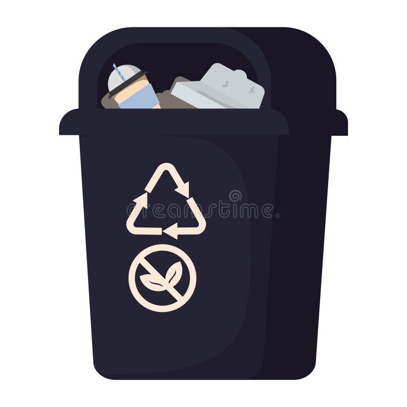 Waste Bin Black Recycle Isolated Stock Vector - Illustration of ...
