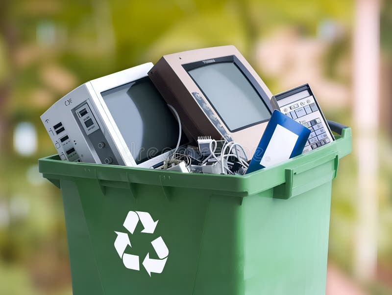 Waste Bin Full of Electronics, E Waste and Recycling Concept Stock ...