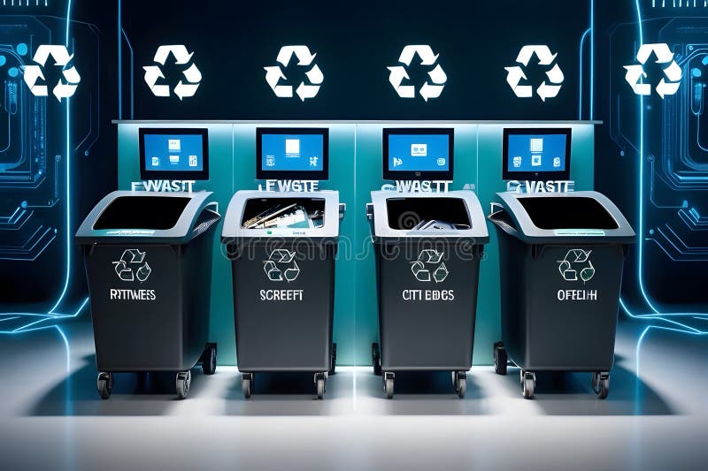 Waste Bin with Full of Electronics, E Waste and Recycling Concept Stock ...