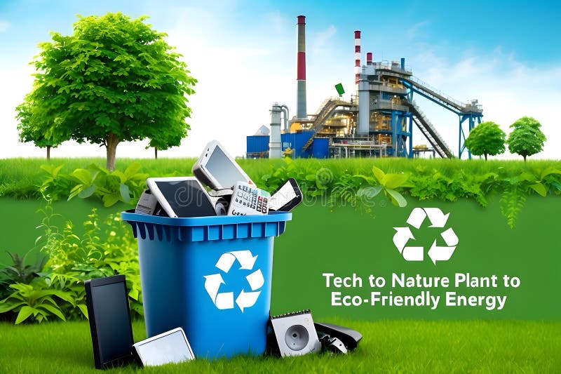 Waste Bin with Full of Electronics, E Waste and Recycling Concept Stock ...